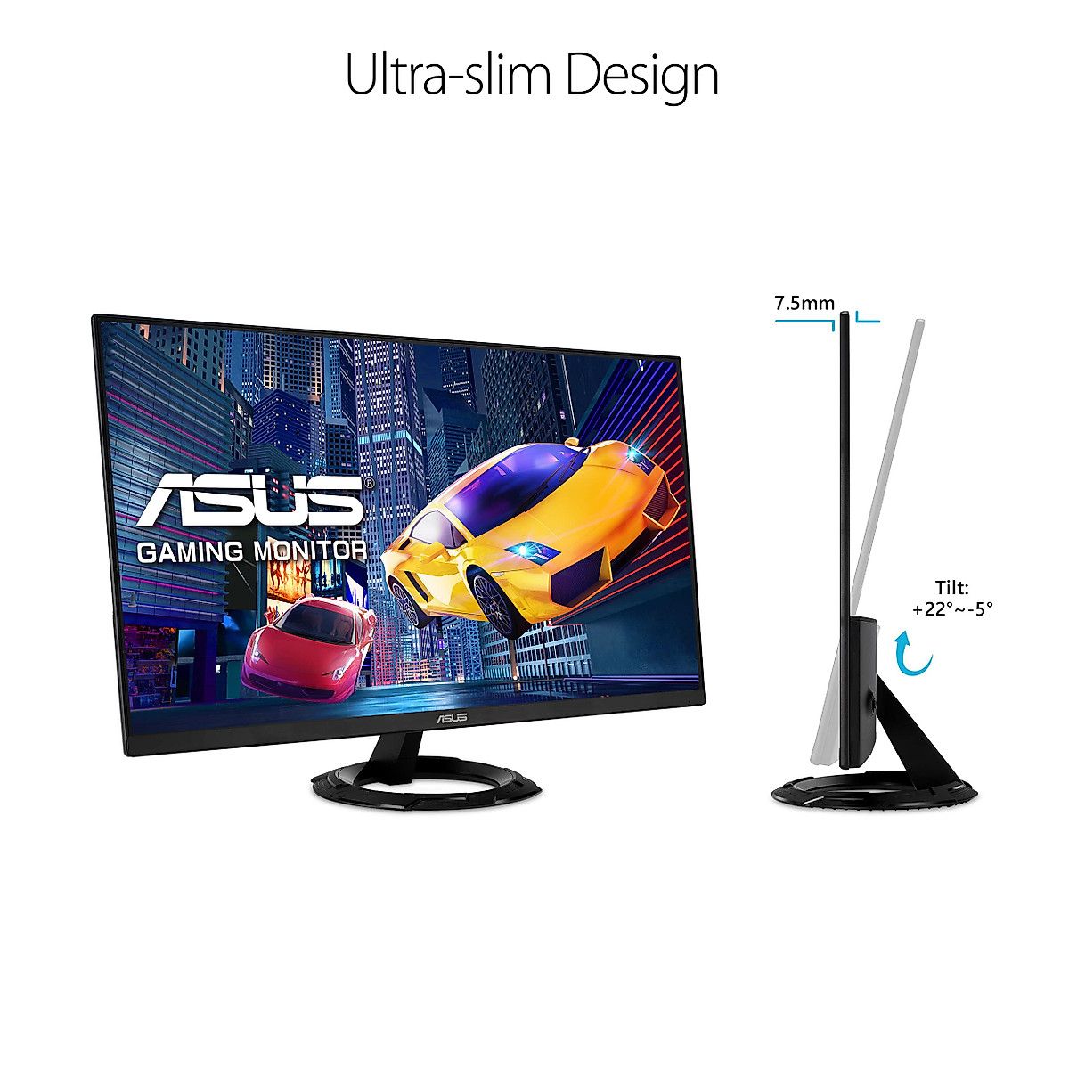 ASUS VZ279HEG1R 27” Gaming Monitor, 1080P, 75Hz, IPS, 1ms, FreeSync, Extreme Low Motion Blur, Eye Care, HDMI VGA, Ultra-Slim, Frameless