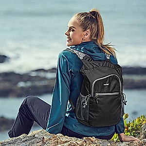 G4Free 25L Packable Hiking Backpack Lightweight Waterproof Shoulder Daypack Foldable for Outdoor Travel Camping(Black)