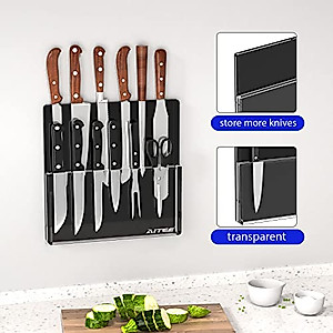 AITEE Acrylic Knife Holder for Wall, Clear Knife Block With Protection Shield for Kitchen Multifunctional Storage, Double-Layer Dust-Proof Storage Knife Holder for Knife Organize and Storage