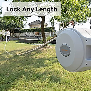 Giraffe Retractable Garden Hose Reel with 5/8" x 60ft+5ft Water Hose 180° Swivel Bracket, Any Length Lock