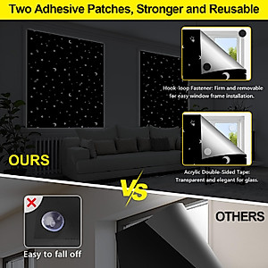 FADOTY 100% Blackout Blinds 79" x 57" Blackout Window Cover Travel Blackout Curtains for Bedroom Dorm Room Windows Temporary Blackout Shades for Night Shift Worker Black & Star