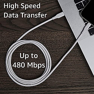 Amazon Basics USB-C to Lightning Cable, MFi Certified Charging Cord for Apple iPhone 14 13 12 11 X Xs Pro, Pro Max, Plus, iPad, 10,000 Bend Lifespan - White, 6-Ft