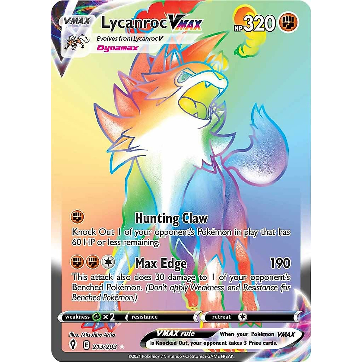 Lycanroc VMAX - 213/203 - Secret Rare - Sword & Shield - Evolving Skies