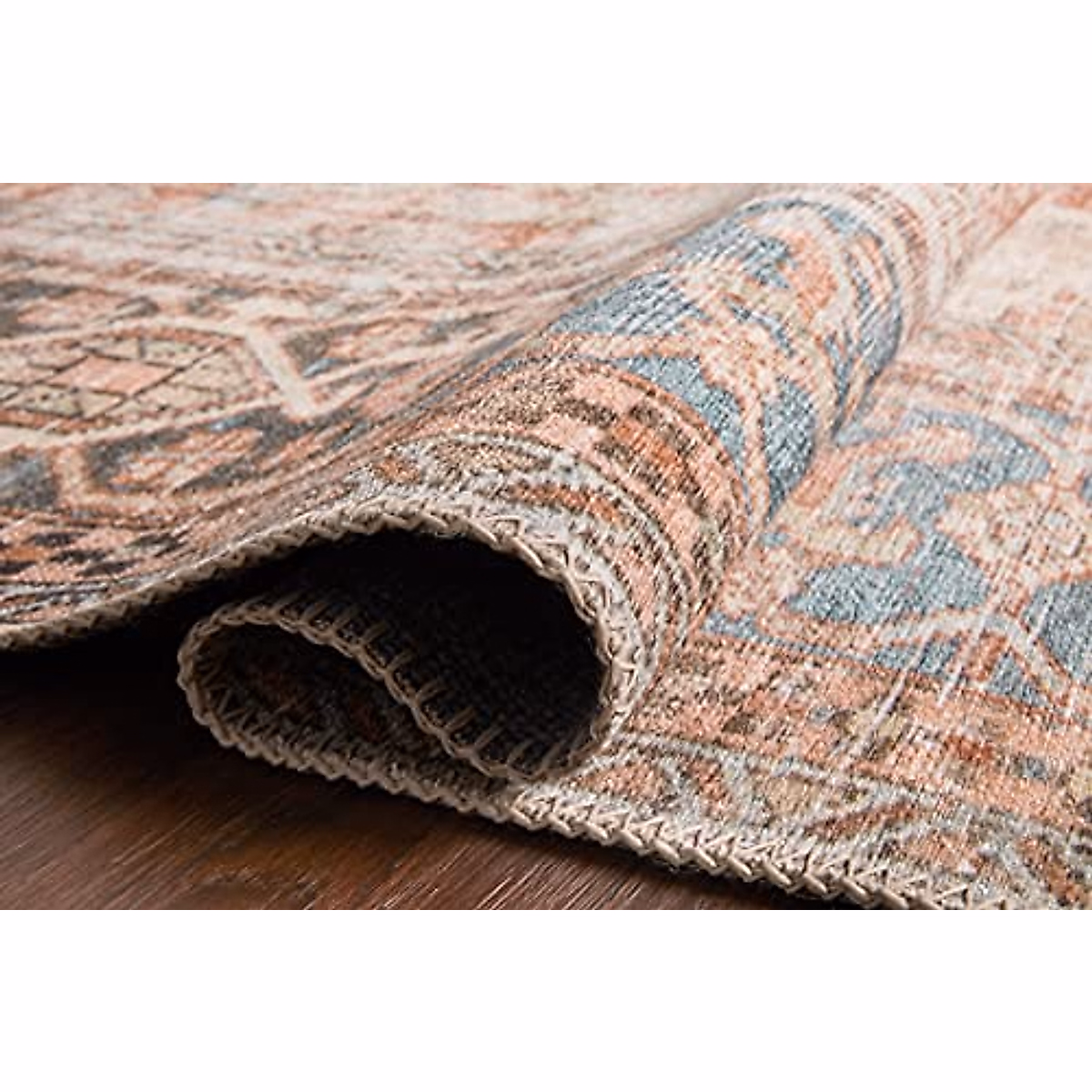 Loloi II Loren Collection LQ-15 Terracotta/Sky, Traditional 7'-6" x 9'-6" Area Rug