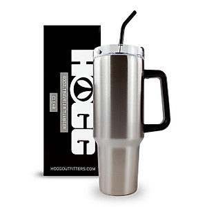 Hogg 40oz Clear Traveler - Blank Sublimation Tumblers Silver, 40 oz Blank Sublimation Tumbler With Handle & Removable Lid, Bulk Travelers With Straws