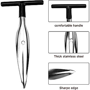 2 PCS Coconut Opener Tool Set Coconut Meat Remover Stainless Steel Coconut Opener Scraper Knife Coconut Punch Tool with Durable Non-Slip Wooden Handle Scraper