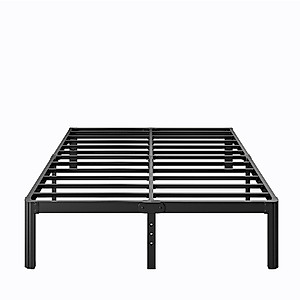 LAKKURI 12 Inch High Full Size Bed Frame No Box Spring Needed, Platform Metal Bed Frame Full Size, Noise Free, Easy Assembly, Heavy Duty, Black