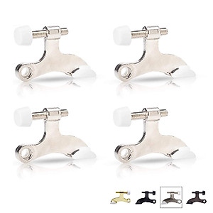 Enconker Hinge Pin Door Stopper Satin Nickel 4 Pack, Adjustable Head Screw Heavy Duty Wall Protectors from Door Knobs, Convenient Easy Installation Rubber Bumper Tips Prevent Wall Damage