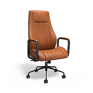 Union & Scale Industria 3-50L Ergonomic Bonded Leather Swivel Manager Chair, Brown (HLC-3932)