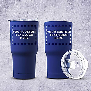 Personalized 17 oz. Rubberized Stainless Steel Travel Mugs - 6 Pack - Custom Text, Logo - Blue