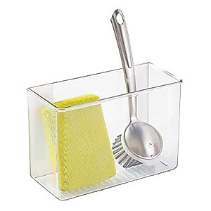 iDesign AFFIXX Plastic Wall Mount Organizer for Kitchen, Bathroom, Office, Bedroom, Garage, Craft Room, 3.5" x 8" x 5.5", Clear