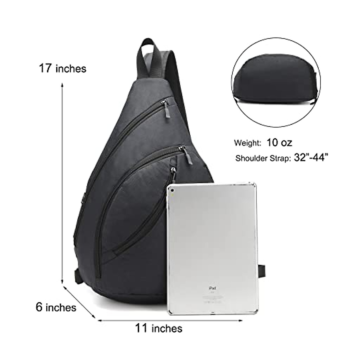 Shaelyka Lightweight Black Crossbody Bags for Men and Women, Medium Sling Bag