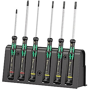 Wera 2035/6 Kraftform MicroSlotted/Phillips Electronics Screwdriver Set and Rack, 6-Piece, 05118152001