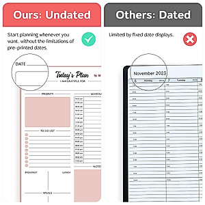 Daily Planner Undated, To Do List Notebook Planner with Hourly Schedule, Work Planner To Stay Organized And Boost Productivity, Appointment Organizer for Man/Women,160 Pages, B5 Size(6.9"x9.9")-Pink