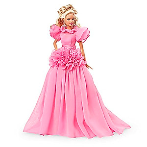 Barbie Signature Pink Collection Doll 3, Barbie Doll (Blonde) with Silkstone Body, Wearing Ruffled Chiffon Gown, Gift for Collectors