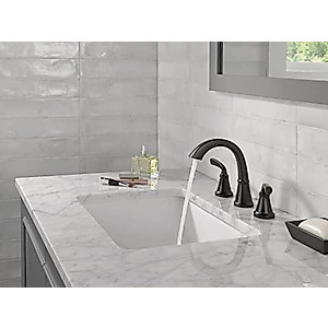 Delta Faucet Geist Widespread Bathroom Faucet 3 Hole, Matte Black Bathroom Faucet, Bathroom Sink Faucet, Bathroom Faucets for Sink 3 Hole, Drain Assembly Included, Matte Black 35864LF-BL