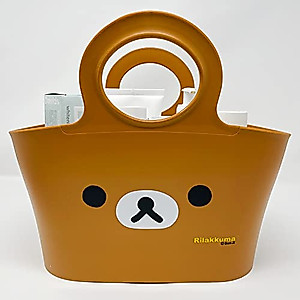 Shabath Rilakkuma Shower Caddy Basket For College Dorm Room Kids Baby Portable Tote Bag Small Toiletry for Bathroom Accessories, Brown, L12.5 x W6.5 x H10.2 Inches (B86284456)