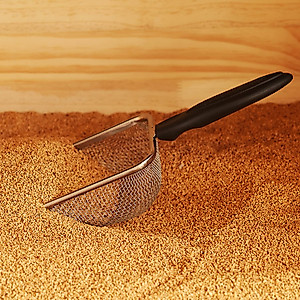 FIRSAL Cat Litter Scoop Stainless Steel Mesh Scooper Long Handle Deep Shovel Non-Stick Coated Metal Litter Scoop for Litter Box Kitten Pooper Lifter (Hole:3.8mm/Regular Cat Litter Scoop)