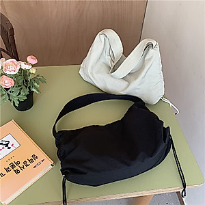 Large Capacity Nylon Shoulder Bag for Women and Men Vintage Solid Soft Tote Shoulder Bag Harajuku Streetwear