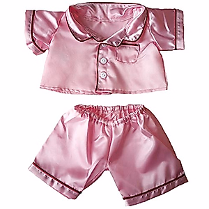 Pink Satin PJ's Clothes Outfit Fits Most 14" - 18" Build-A-Bear and Make Your Own Stuffed Animals
