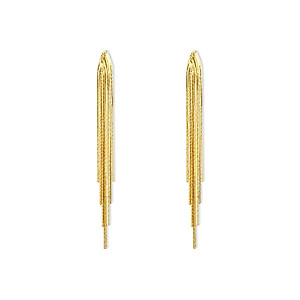 TIANHONGYAN Fashion Silver/Gold Long Thread Geometric studs Earrings Punk Sleek Metal Long Chain Tassel Drop Dangle Earrings for Woman (gold)