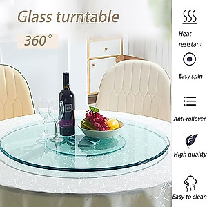 Dxcaicc Dining Table Glass Turntable,Glass Lazy Susan Turntable Dining Table,Round Tempered Glass with Silent Bearing centerpieces,Steady Swivel Dining Table Glass Serving Tray,80cm