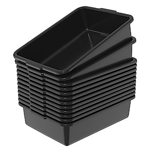 Taysisiter 12 Packs Black Plastic Commercial Bus Tubs, 13 L Plastic Restaurant Dish Washing Box
