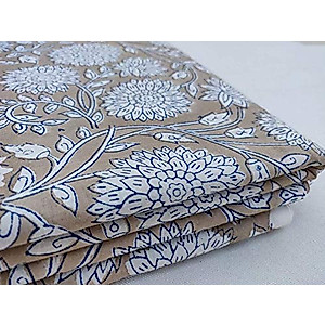 traditional Jaipur Printed Cotton Fabric Hand Printed Indian Fabric, Soft Cotton Fabric by The Yard Fabric, Jaipuri Cotton Kurti Print Fabric for Summer Dress (5 Yards)