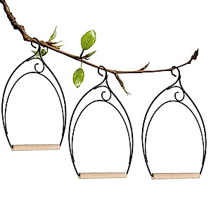 winemana Set of 3 Hummingbird Swings, Rust Resistant Metal Frame, Wooden Dowel, Attach to Bird Feeders, Perfect for Hanging Indoor Office Outdoor Trunk Lawn Patio Garden (7.4" x 5.5")
