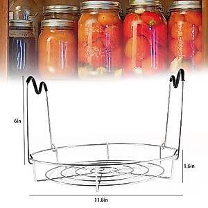 Picowe 11.7inch Canning Rack, Stainless Steel Steamer Canning Jar Rack with Silicone Handle, Canner Rack Canning Supplies Kit for Regular Wide Mouth Mason Jars Ball Jars(1 Pack)
