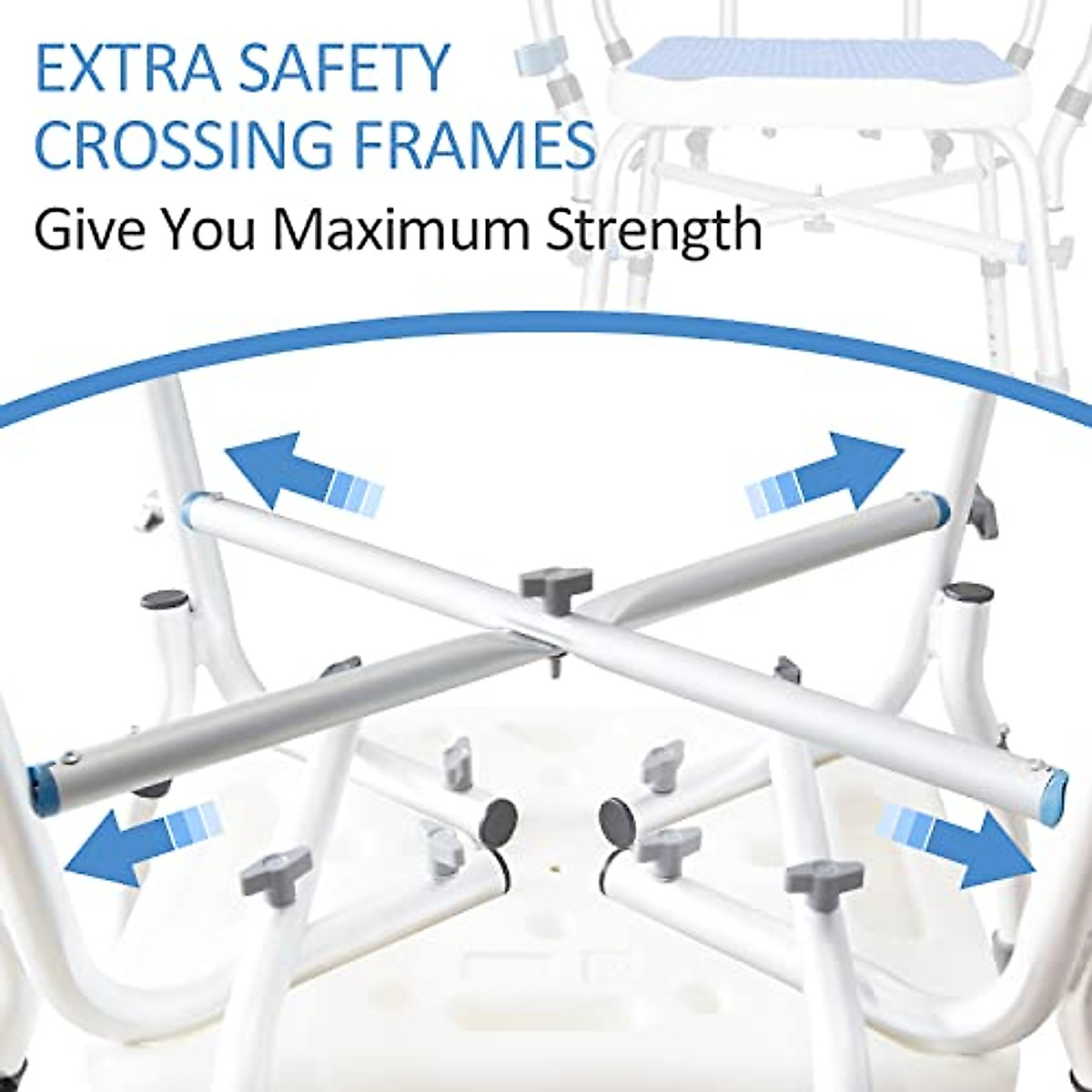 Bath Chair with Arms, Medical Shower Seat, Bariatric Bath Stool Safety Shower Bench with Reinforced Crossing bar for Elderly, Adults, Disabled