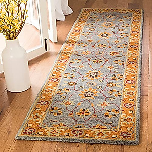 SAFAVIEH Heritage Collection 8' x 10' Blue/Orange HG401A Handmade Traditional Oriental Premium Wool Area Rug
