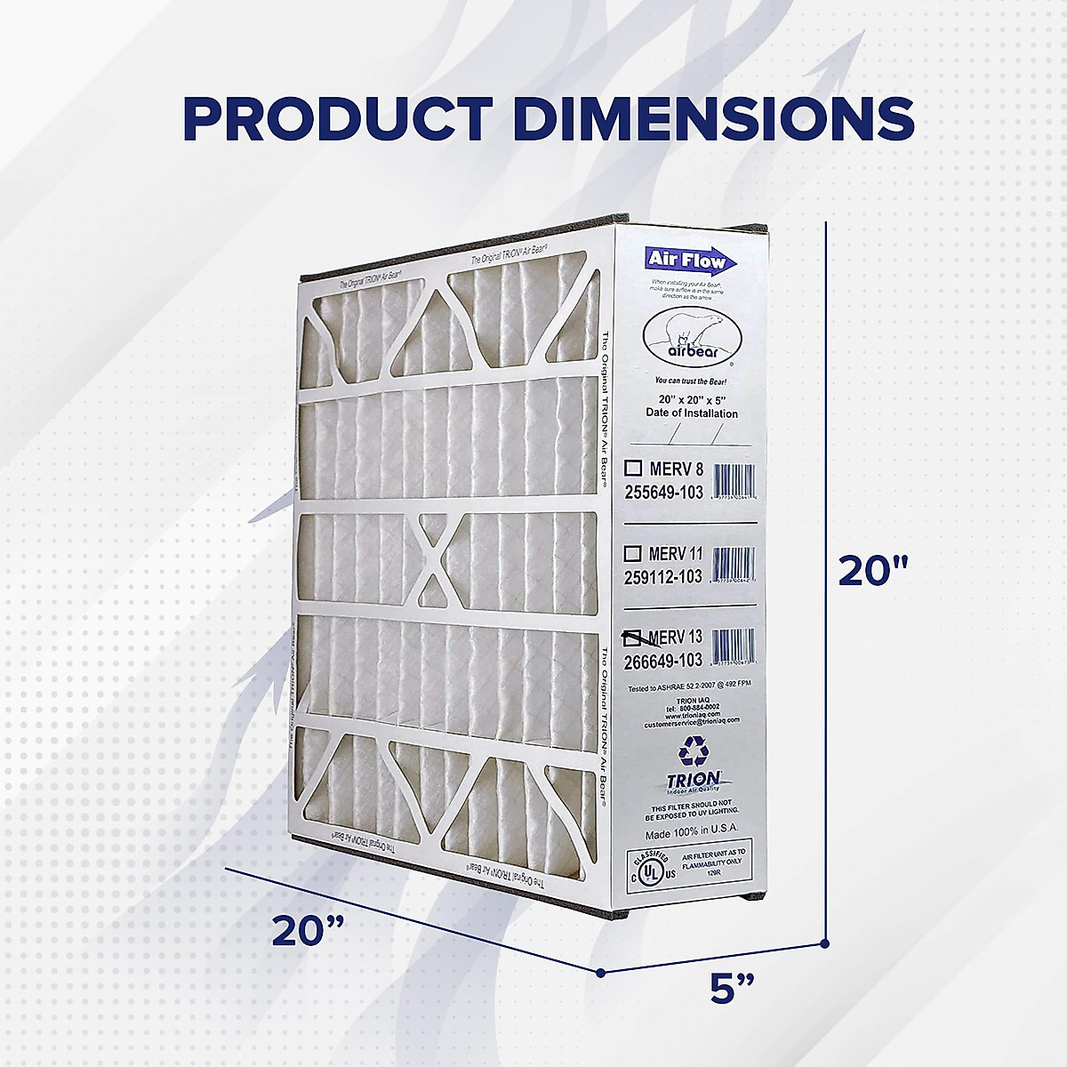 Trion Air Bear MERV 13 Air Purifier Filter Replacement with Factory Installed Double Gasket and Pleated Air Filter Media (4 Pack)