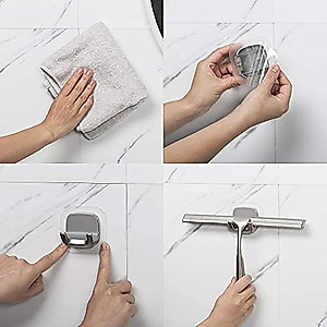 Ettori Shower Mirror Fogless for Shaving with Razor Holder, Shower Squeegee for Glass Doors 10 Inch Window Squeegee
