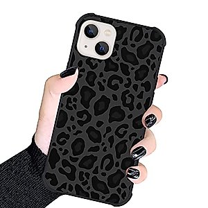 KANGHAR Case Compatible with iPhone 13,Black Leopard Design,Tire Texture Non-Slip +Shockproof Rugged TPU Protective Case for iPhone 13 6.1 Inch (2021) Leopard Pattern