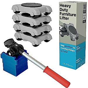 Heavy Duty Furniture Lifter - 4 Set Sliders with 8 Wheel Each for Easy Moving - Load Capacity up to 900lbs - Appliance Mover Dolly with Adjustable Height
