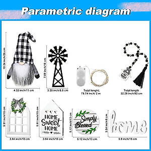 Qvutkve Tiered Tray Decor 16 Pcs, Farmhouse Decor Set, Stereoscopic Exquisite Relief Design Sign Rustic Table Ornaments for Kitchen Table Decoration, Gift