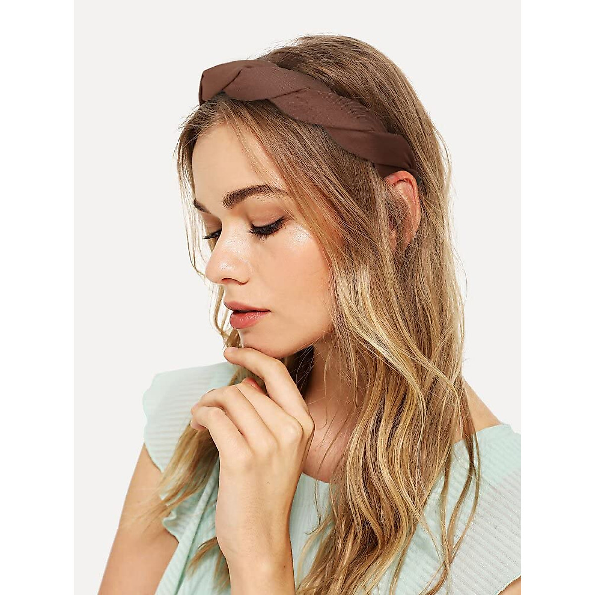 WOVOWOVO 4 Pieces Braided Headband for Women Girls Wide Hairband Fashion Non Slip Hairhoop Weaving Shape Accessories Solid Colors