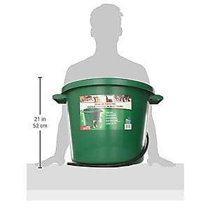 Farm Innovators HT-200 16 Gallon Plastic Heated Livestock Pet Farm Animal Water Bucket Tub with Hidden De-Icer Heating Element, Green