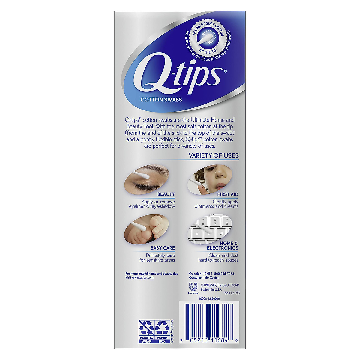 Q-Tips Cotton Swabs, 300 Count (Pack of 4) by Q-Tips