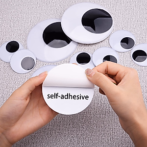 Hapeper 14 Pieces Giant Wiggle Eyes with Self Adhesive 2 3 4 Inches Big Black Plastic Eye for Home Furniture Door Car Halloween Party Decoration
