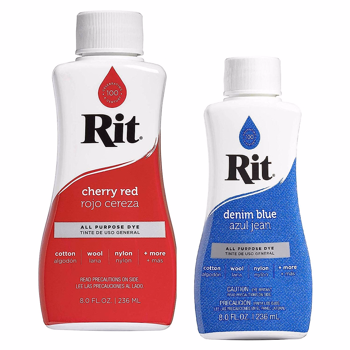 Liquid Fabric Dye, 8-Ounce, Cherry Red & Liquid Fabric Dye, 8-Ounce, Denim Blue Bundle Edition