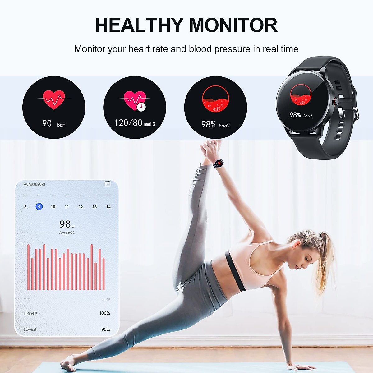 SKMEI Smart Watch Men, Smart Watch for Android iPhones with Pedometer, Waterproof Android Smart Watch with Heart Rate Blood Pressure Monitor Call Reminder Smartwatch for iOS Android