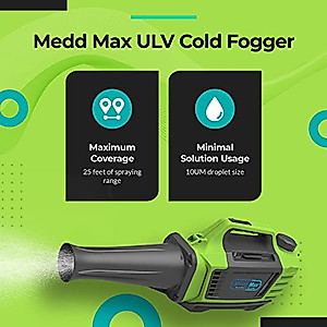 Medd Max ULV Cold Fogger for Applying Disinfectants, Sprays 25 ft. – 10 UM Droplet, 2L Tank, Rechargeable Lithium Battery, Disinfecting Machine