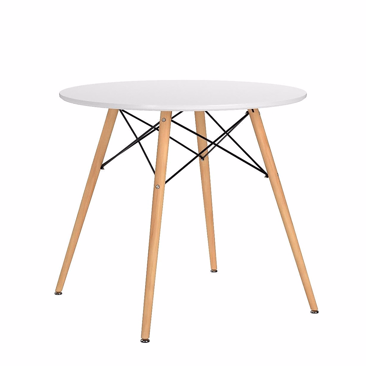 KaiMeng White Round Dining Table 32" Modern Pedestal Small Circle Room Table Leisure Tea Coffee Kitchen Table (White)