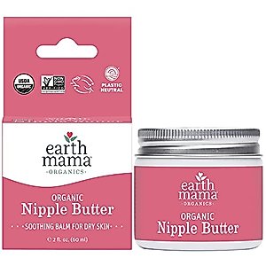 Organic Nipple Butter Breastfeeding Cream by Earth Mama | Lanolin-free, Postpartum Essentials Safe for Nursing, Non-GMO Project Verified, 2-Fluid Ounce