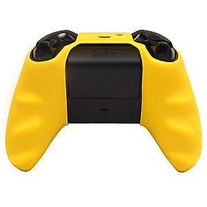 FOTTCZ Anti-Slip Soft Silicone Cover Skin Set for Microsoft Xbox One Controller which 1pcs Yellow Controller Skin + 8pcs Thumb Grip Caps
