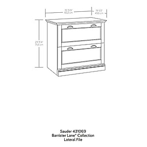 Pemberly Row Mid-Century Engineered Wood Lateral File Cabinet in White Plank