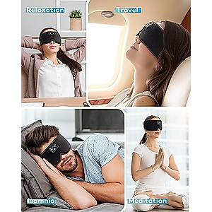 Sleep Headphones, Wireless Music Eye Mask,Ezona 3D Light Blocking Music Eye Mask Earbuds Cover with Adjustable Strap for Side Sleepers Insomnia Travel Yoga Nap Gifts for Men Women