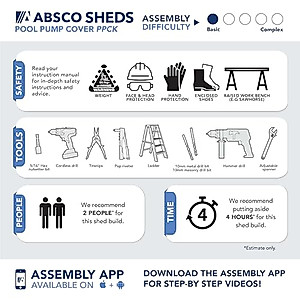Absco Pool Pump Cover - Versatile Horizontal Storage Shed | 5 x 5 ft | Easy Assembly | Woodland Gray | Ideal for Pool, Trash Cans, Garden & Pool Equipment | SNAPTiTE Assembly System | Safety Features